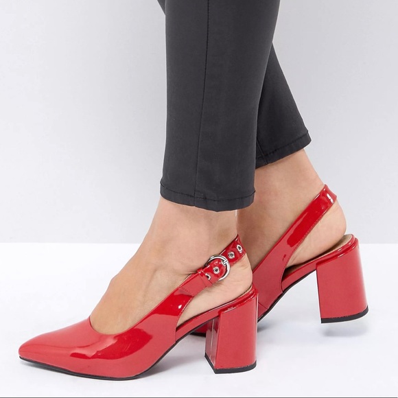 London Rebel | Shoes | London Rebel High Vamp Sling Back Patent Red ...